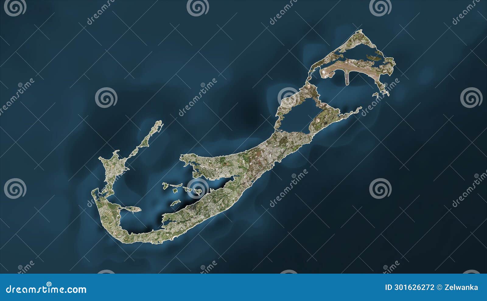 Bermuda Outlined. High-res Satellite Stock Illustration - Illustration of science, stereographic ...