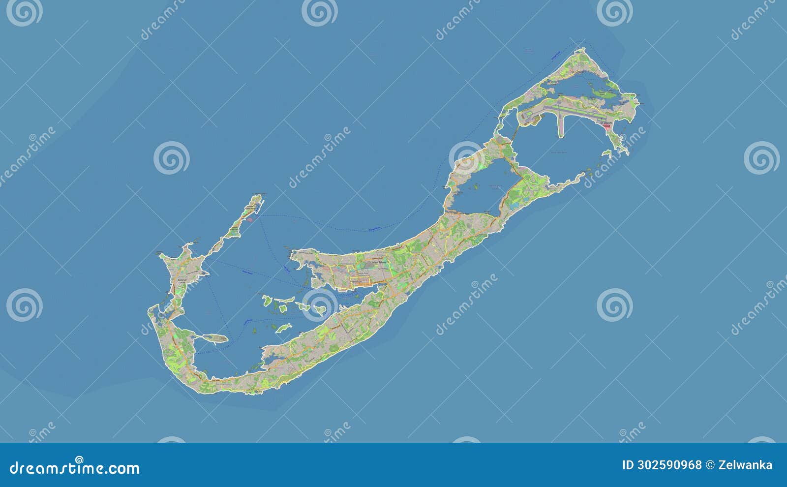 Bermuda Outlined. Topo Standard Stock Illustration - Illustration of ...