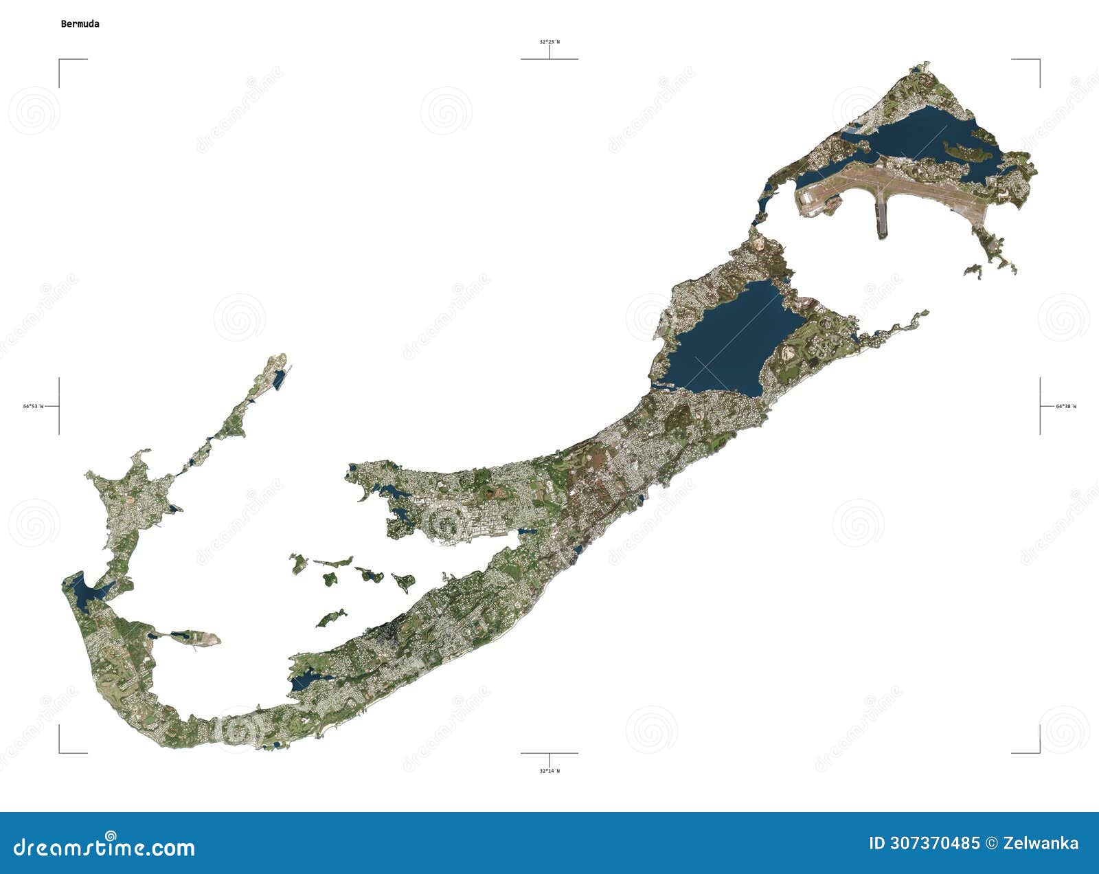 Bermuda Shape on White. High-res Satellite Stock Illustration ...