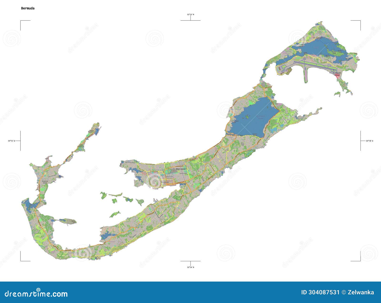 Bermuda Shape on White. Topo Standard Stock Illustration - Illustration ...