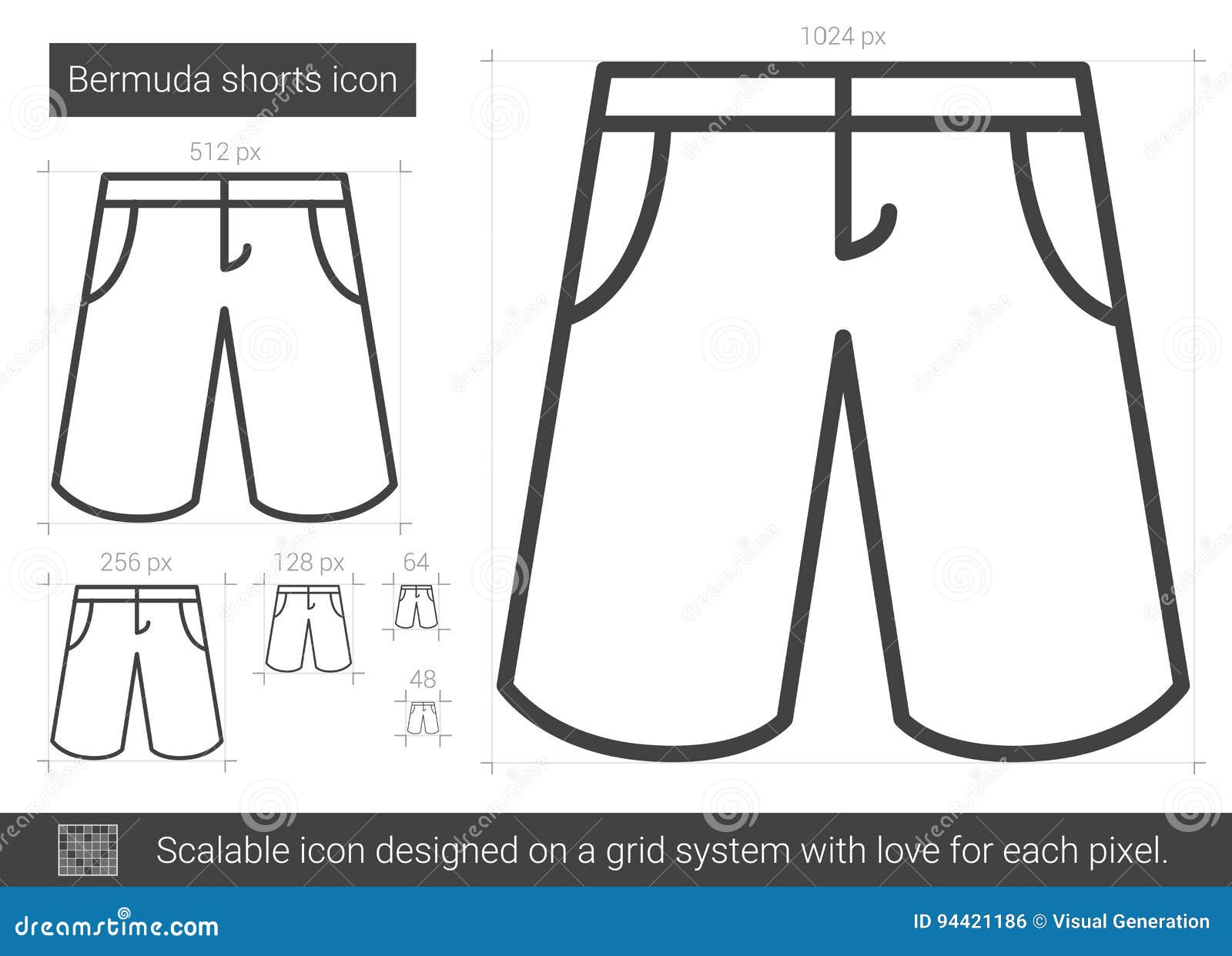 Bermuda Shorts Doodle Icon Sketch In Cartoon Style Stock Photo ...