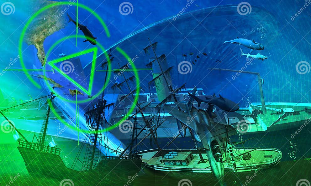 The Bermuda triangle stock illustration. Illustration of flying - 20560859