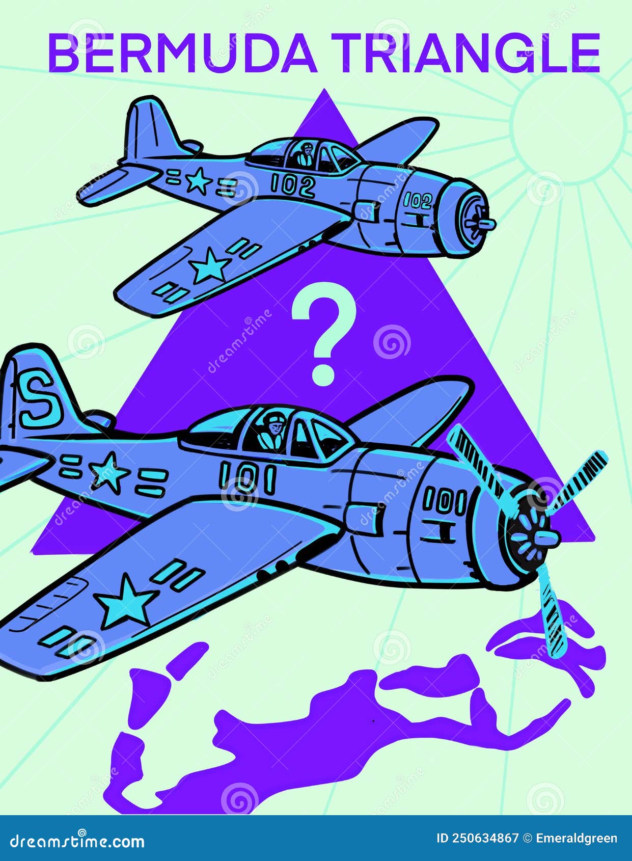 Bermuda Triangle Mystery stock illustration. Illustration of plane ...