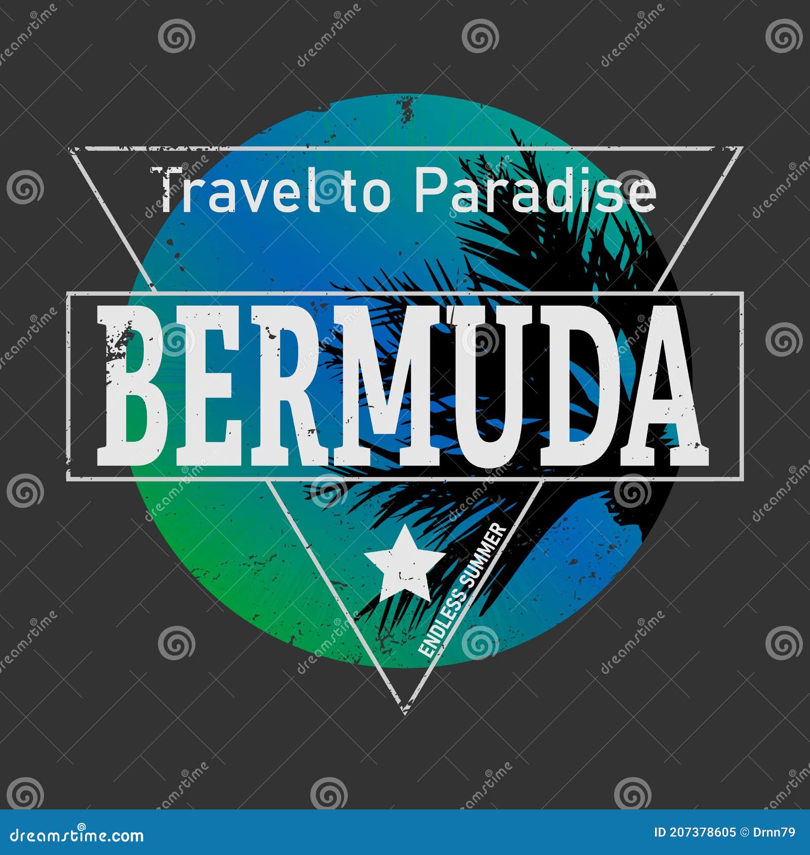 Bermuda Triangle Tee Graphic VECTOR ILLUSTRATION on Dark Background ...