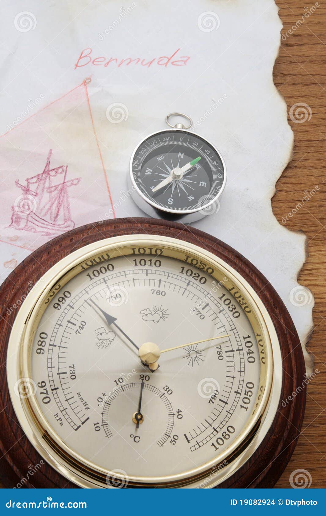 Compass And Barometer On Sea Chart Stock Photo | CartoonDealer.com ...
