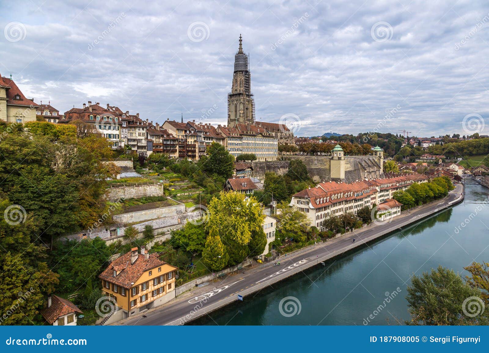 Bern and Berner Munster Cathedral Stock Image - Image of roof ...