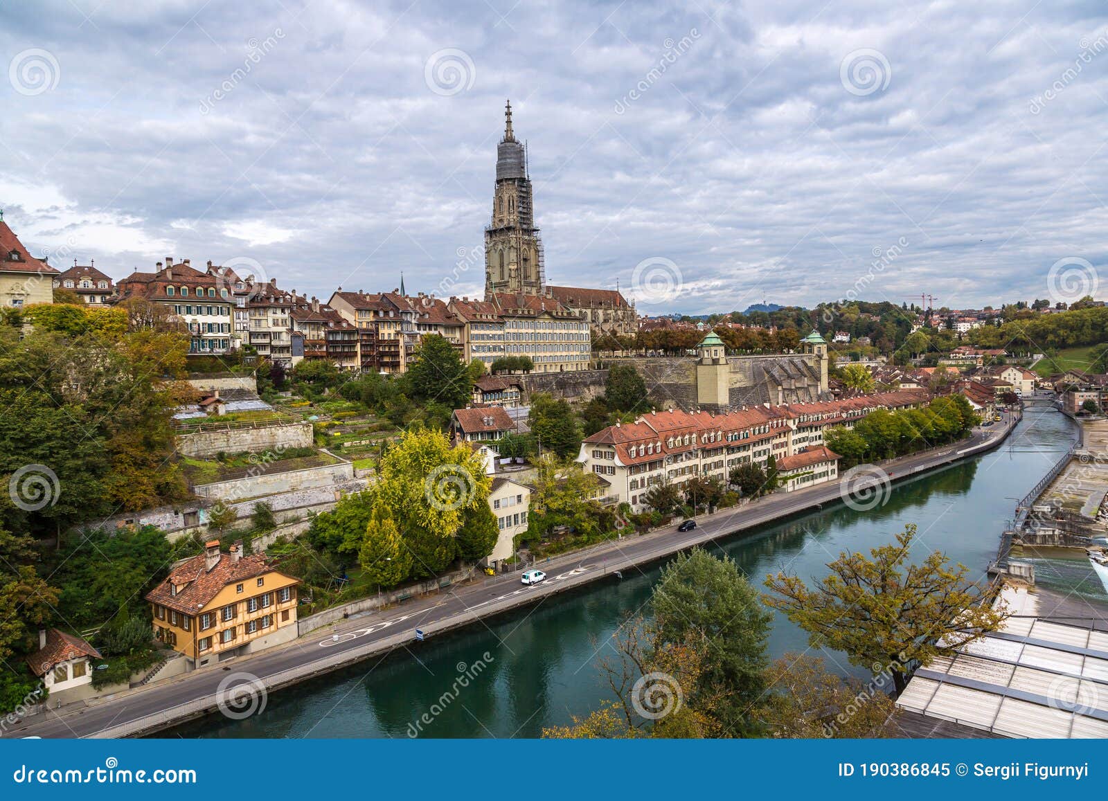 Bern and Berner Munster Cathedral Stock Image - Image of view ...