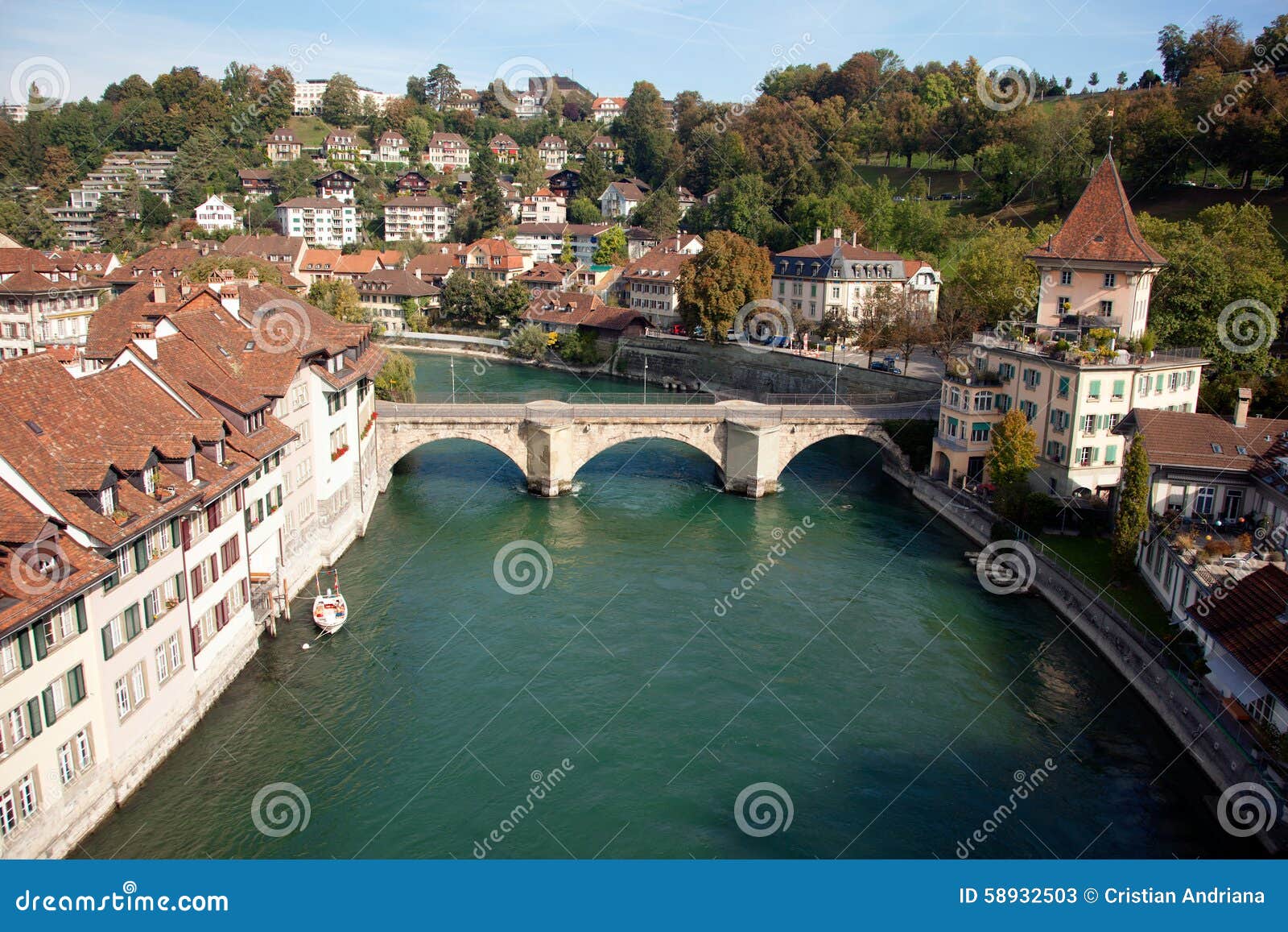 Bern Old Town, River and Bridges, Switzerland Stock Image - Image of ...