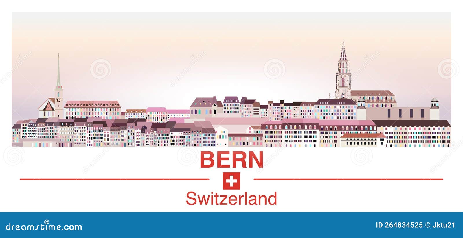 Bern Skyline Horizontal Banner. Cartoon Vector | CartoonDealer.com ...