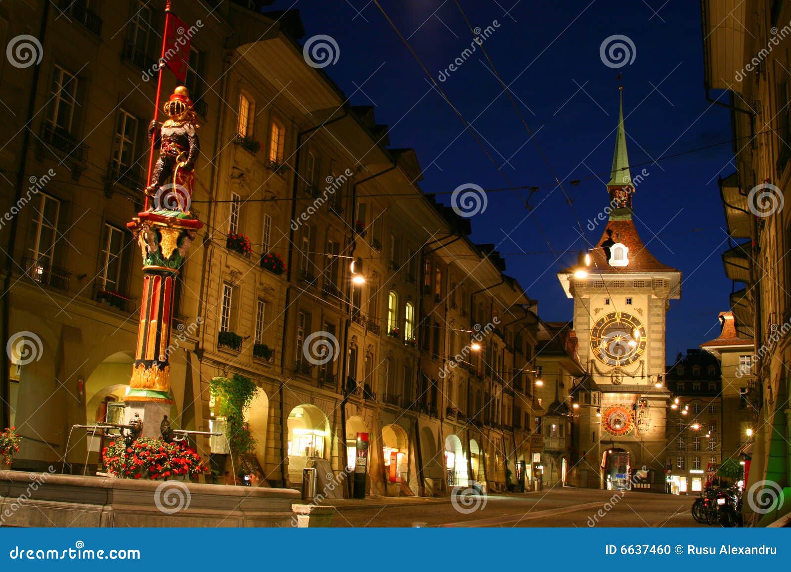 Bern street in night time stock photo. Image of night - 6637460
