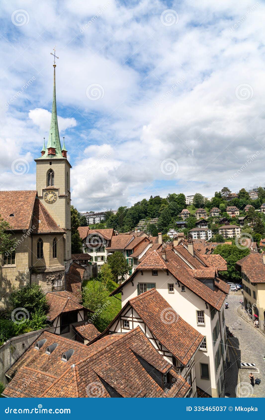 Typical Building Facade in Downtown Bern Switzerland, with Rooftops ...