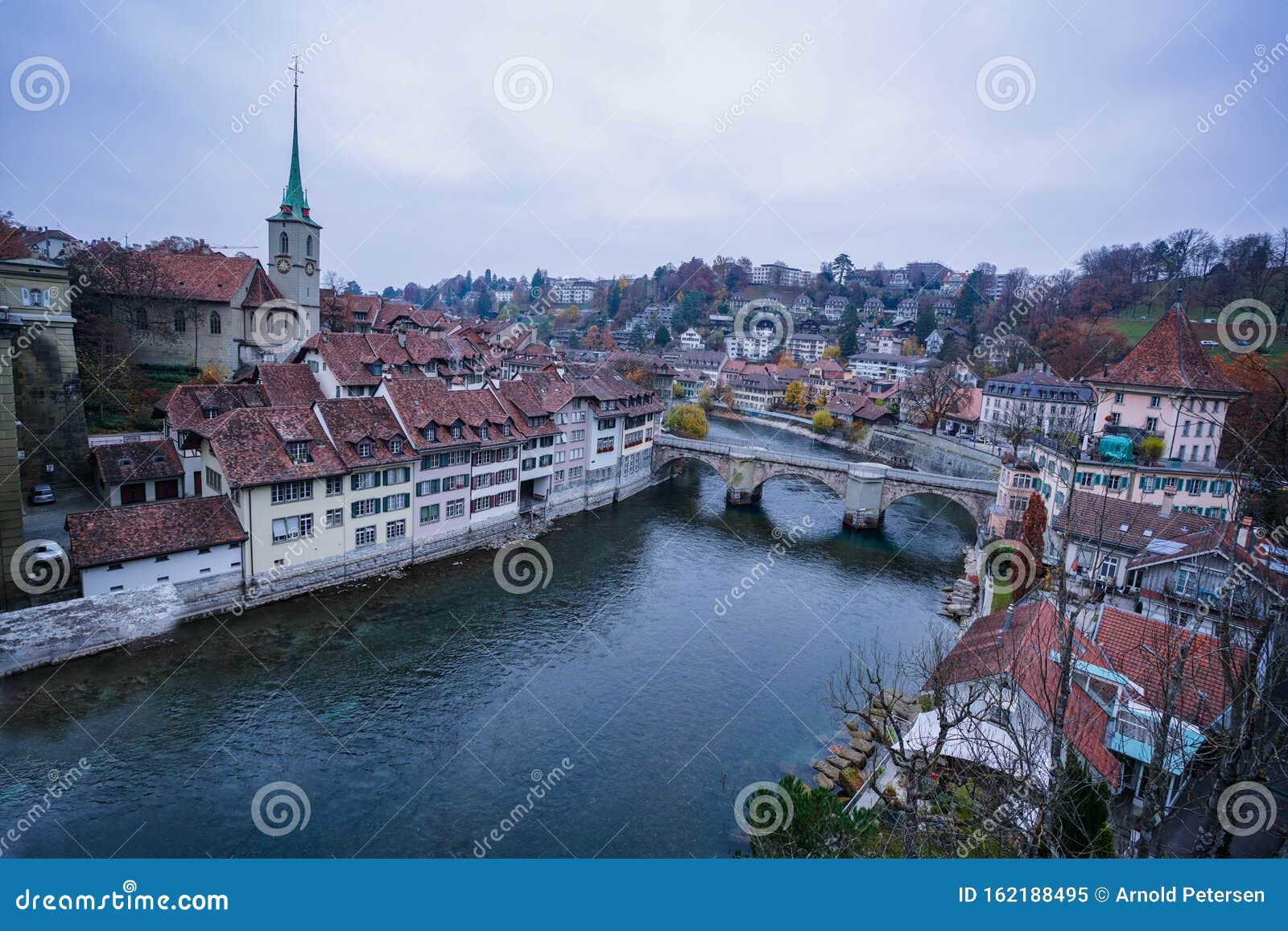 Bern River Side Swiss Architecture and River Bridges Stock Image ...