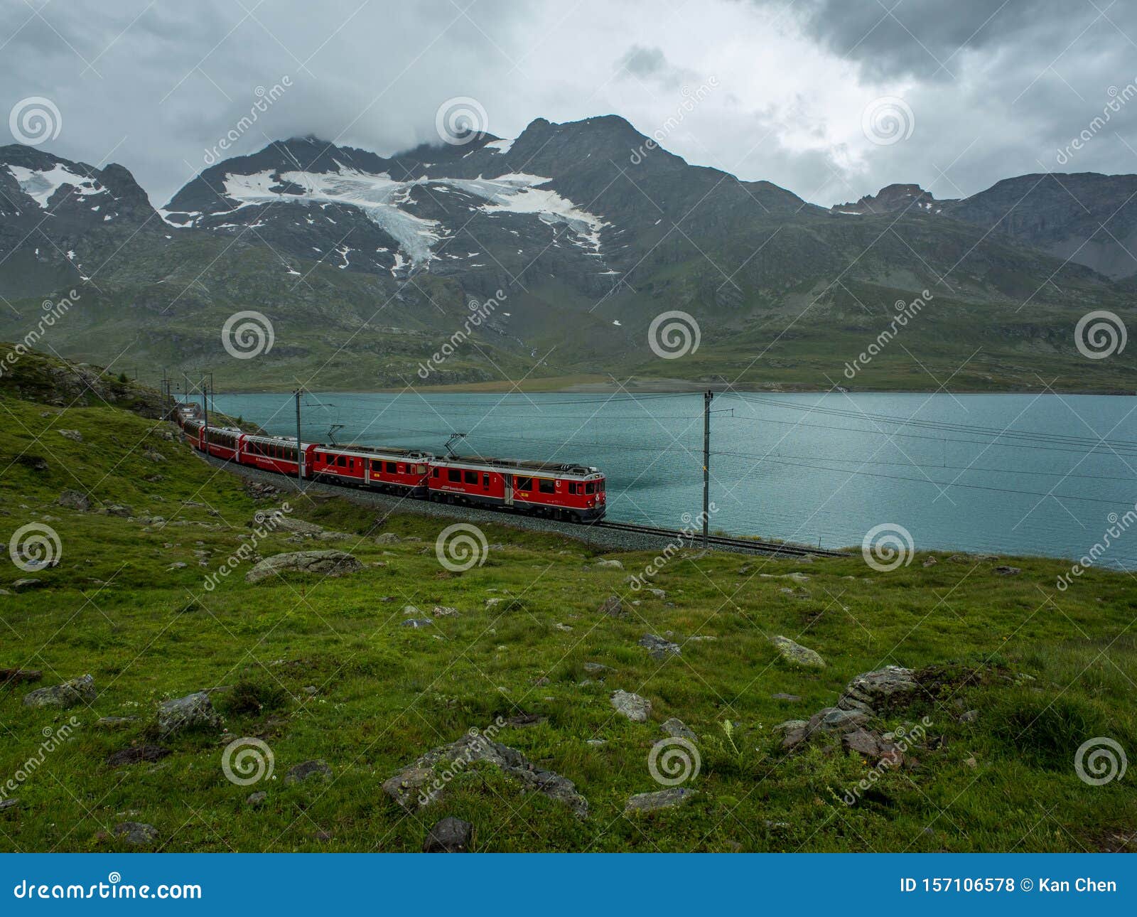 The Bernina Express On The Morteratsch Bridge Editorial Image ...