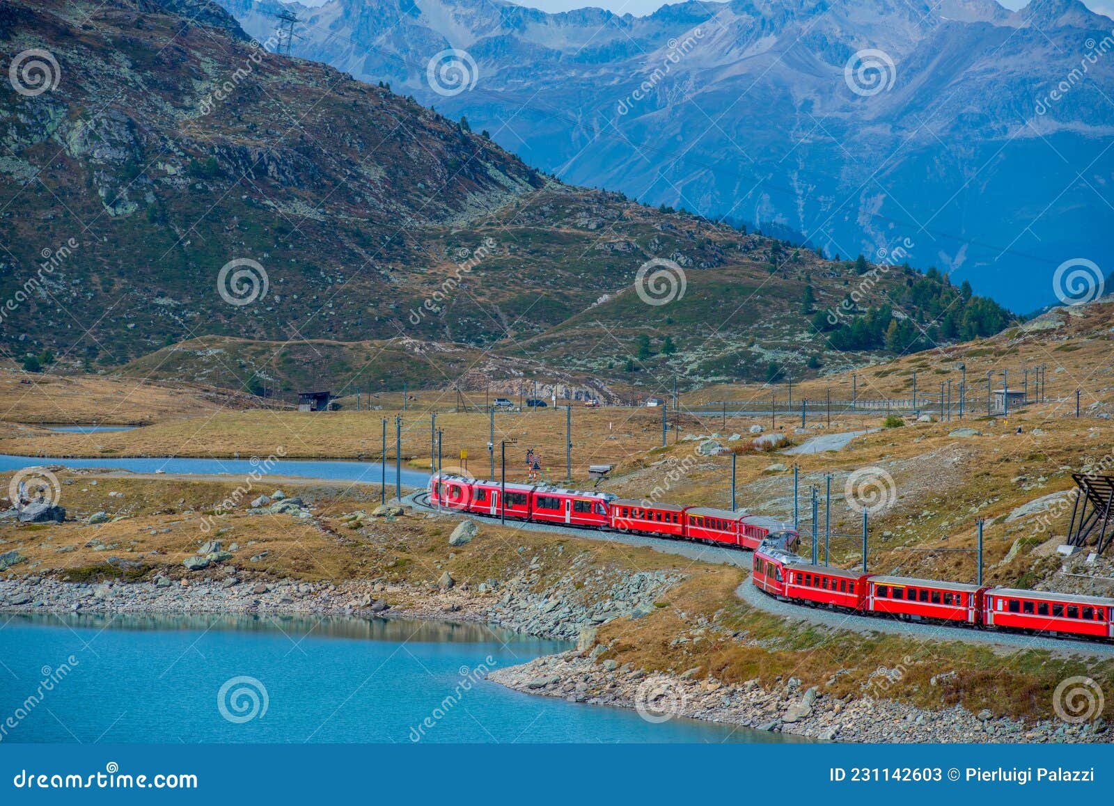 Bernina red train stock image. Image of express, swiss - 231142603
