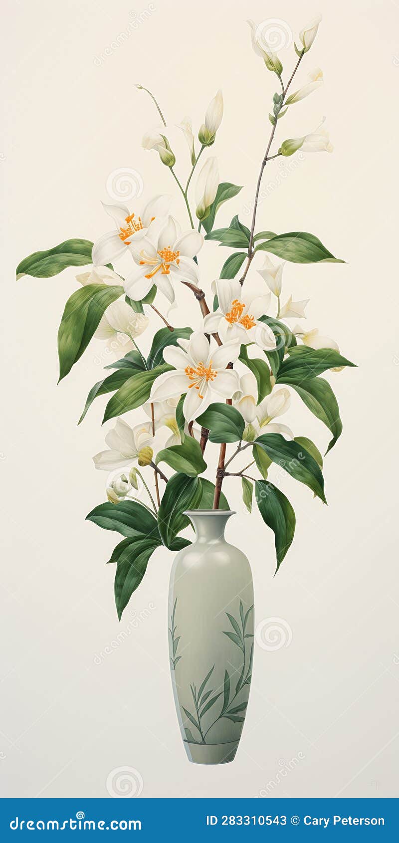 Beroemde Afbeelding Van Witte Bloemen in Een Vaas Met Een Naturalis ... Beroemde Afbeelding Van Witte Bloemen in Een Vaas Met Een Naturalis ...