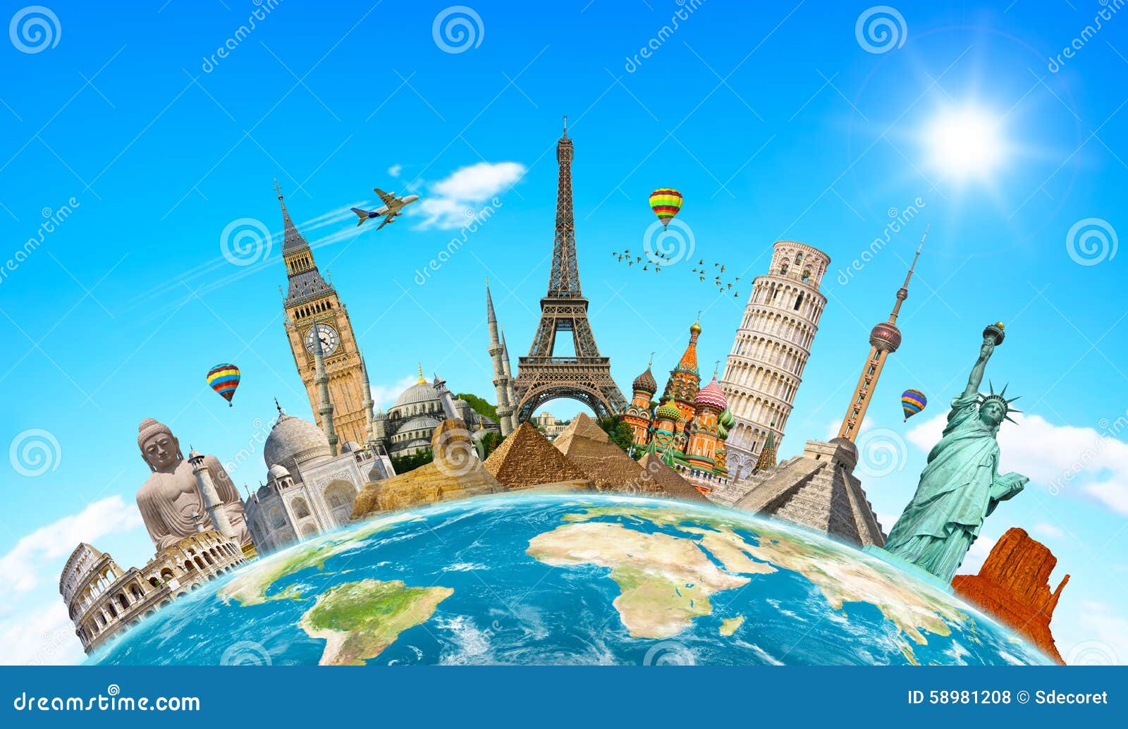 Beroemde Monumenten Van De Wereld Stock Illustratie - Illustration of ...