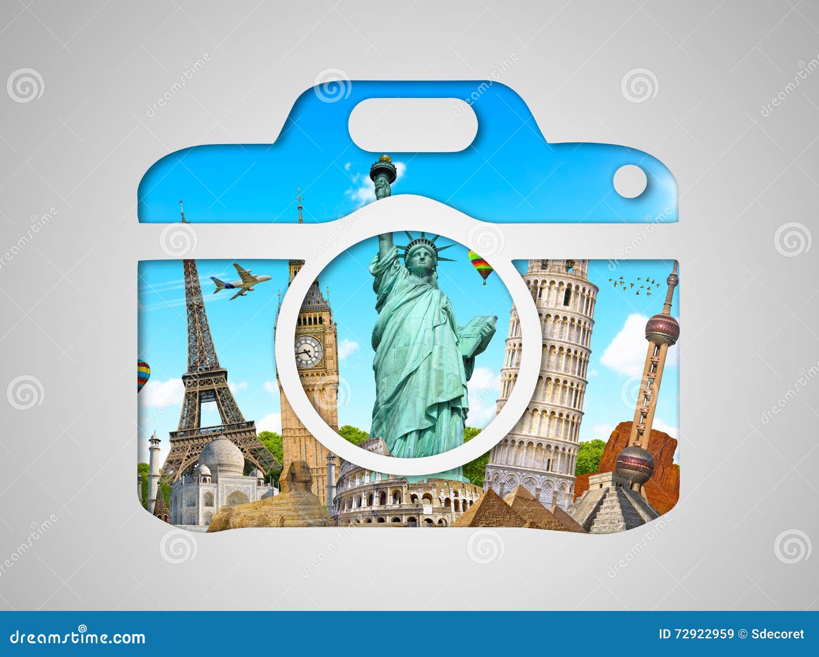 Beroemde Monumenten Van De Wereld in Een Camerapictogram Stock ...