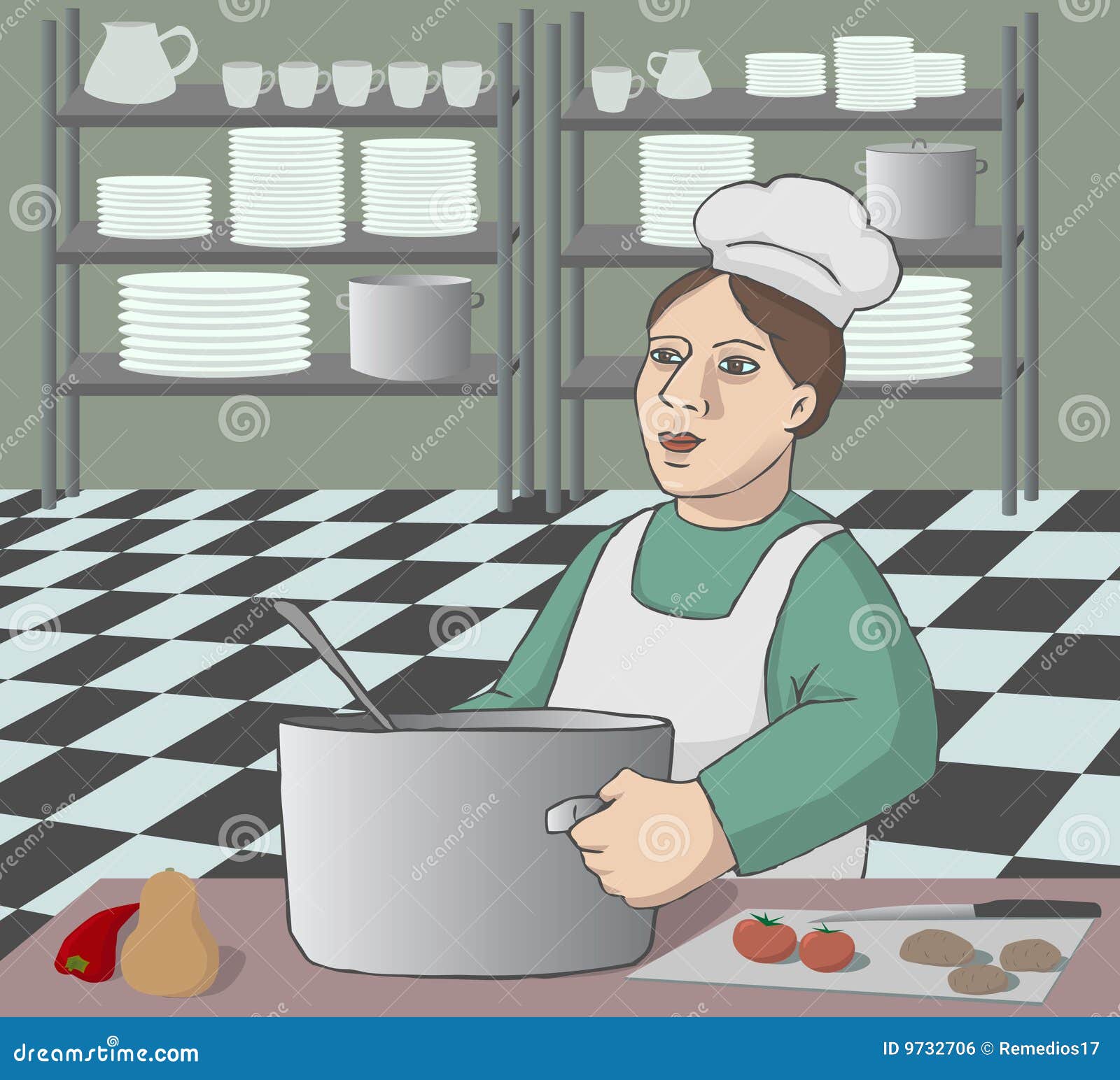 Beroep ?Chef-kok? vector illustratie. Illustration of chef - 9732706