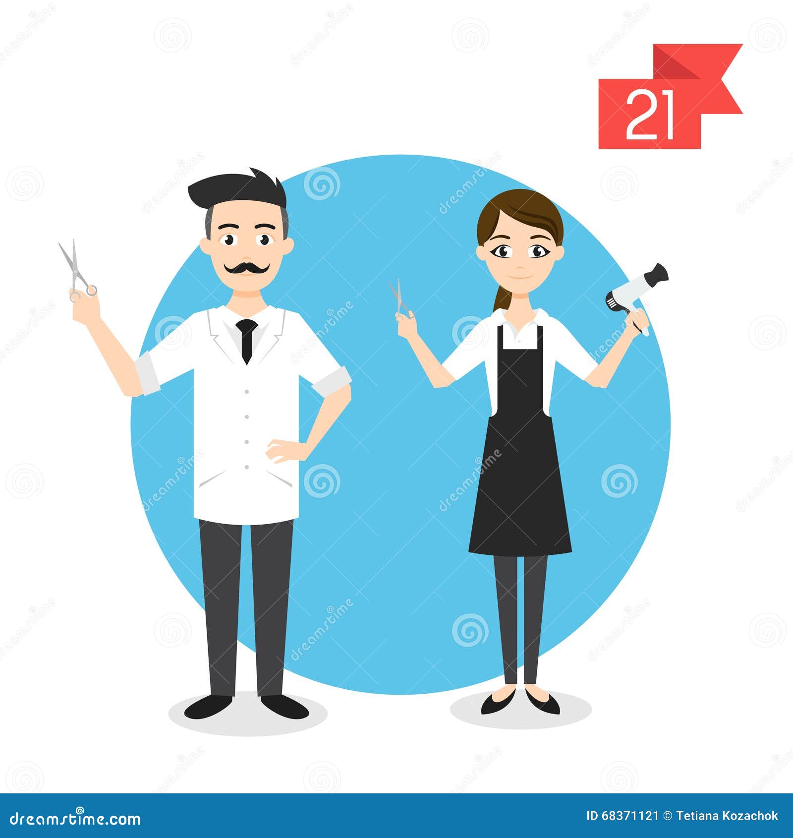 Beroepskarakters: Man En Vrouw Kapper En Kapper Vector Illustratie ...