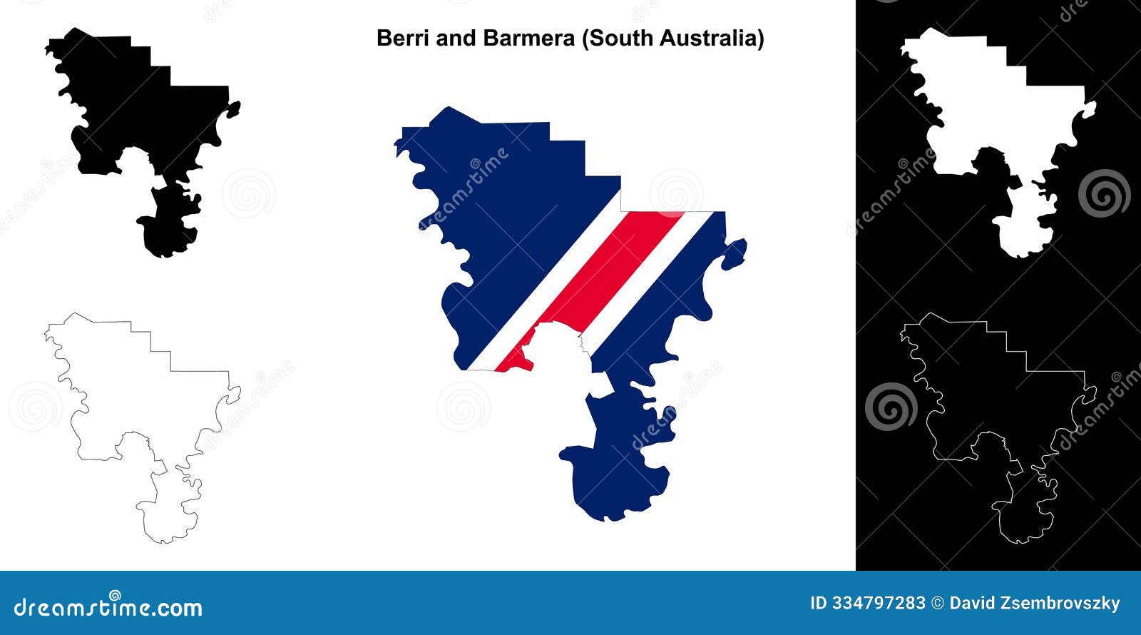 Berri and Barmera Outline Map Stock Illustration - Illustration of area ...