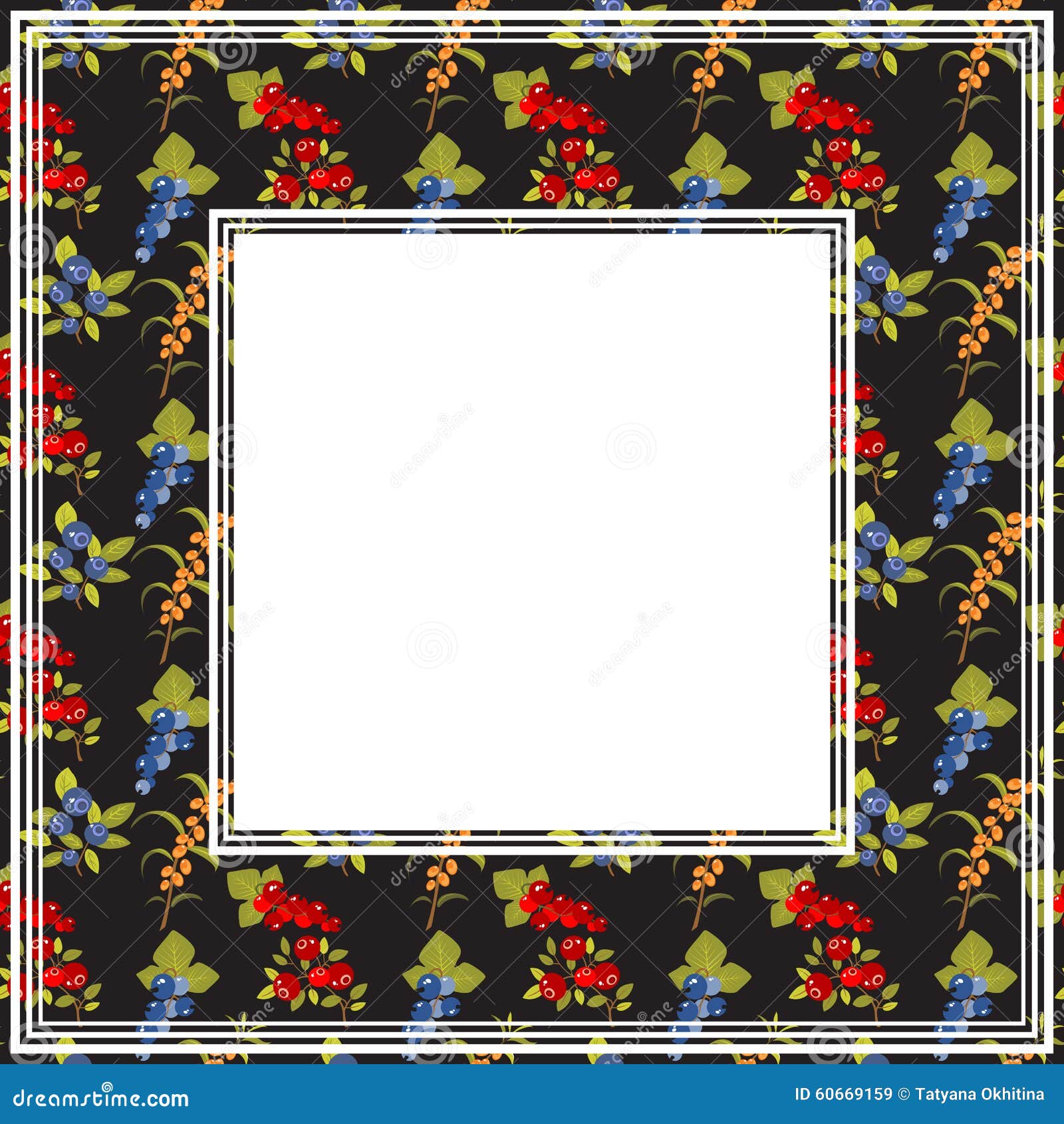 Berries border stock vector. Illustration of blueberry - 60669159