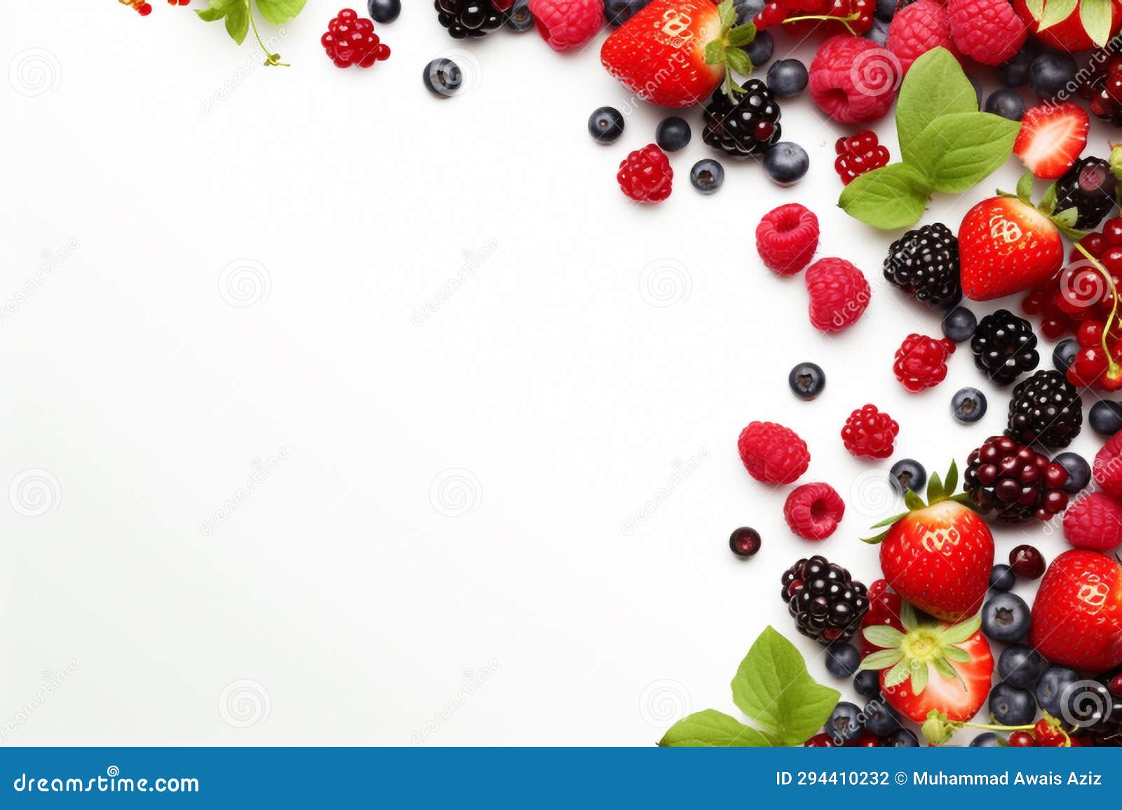 Berries Border Isolated on White Background with Copy Space for Your ...