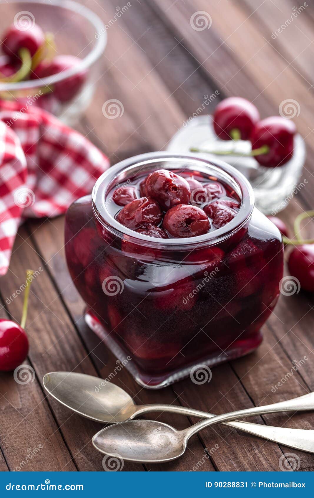 Berries Cherry with Syrup in a Glass Jar. Canned Fruit Stock Image ...
