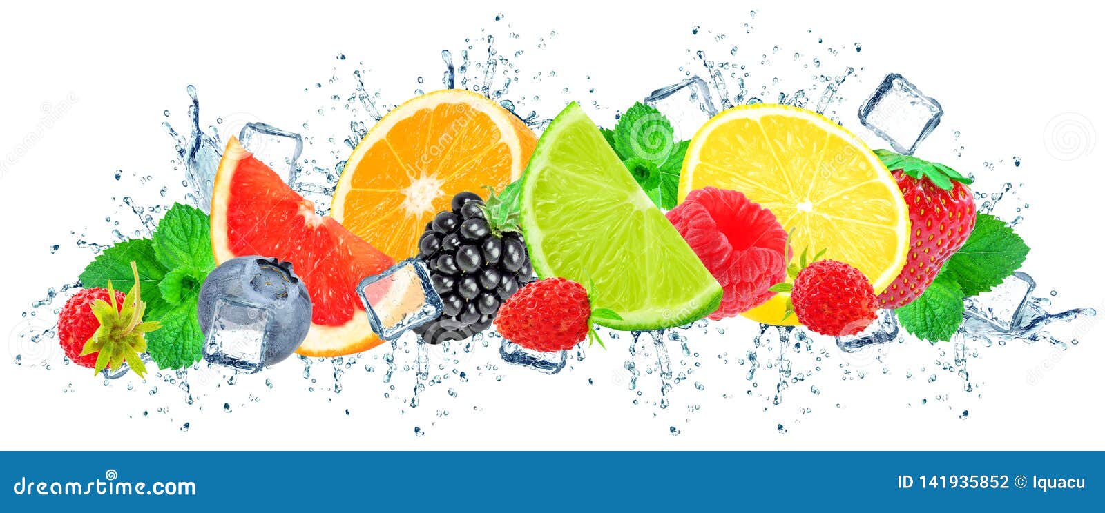 Berries and Citrus Splash Water Stock Photo - Image of color, isolated ...