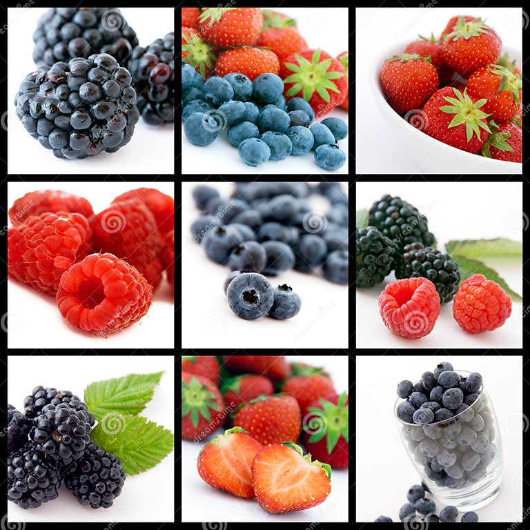 Berries collage stock photo. Image of raspberry, summer - 20639074