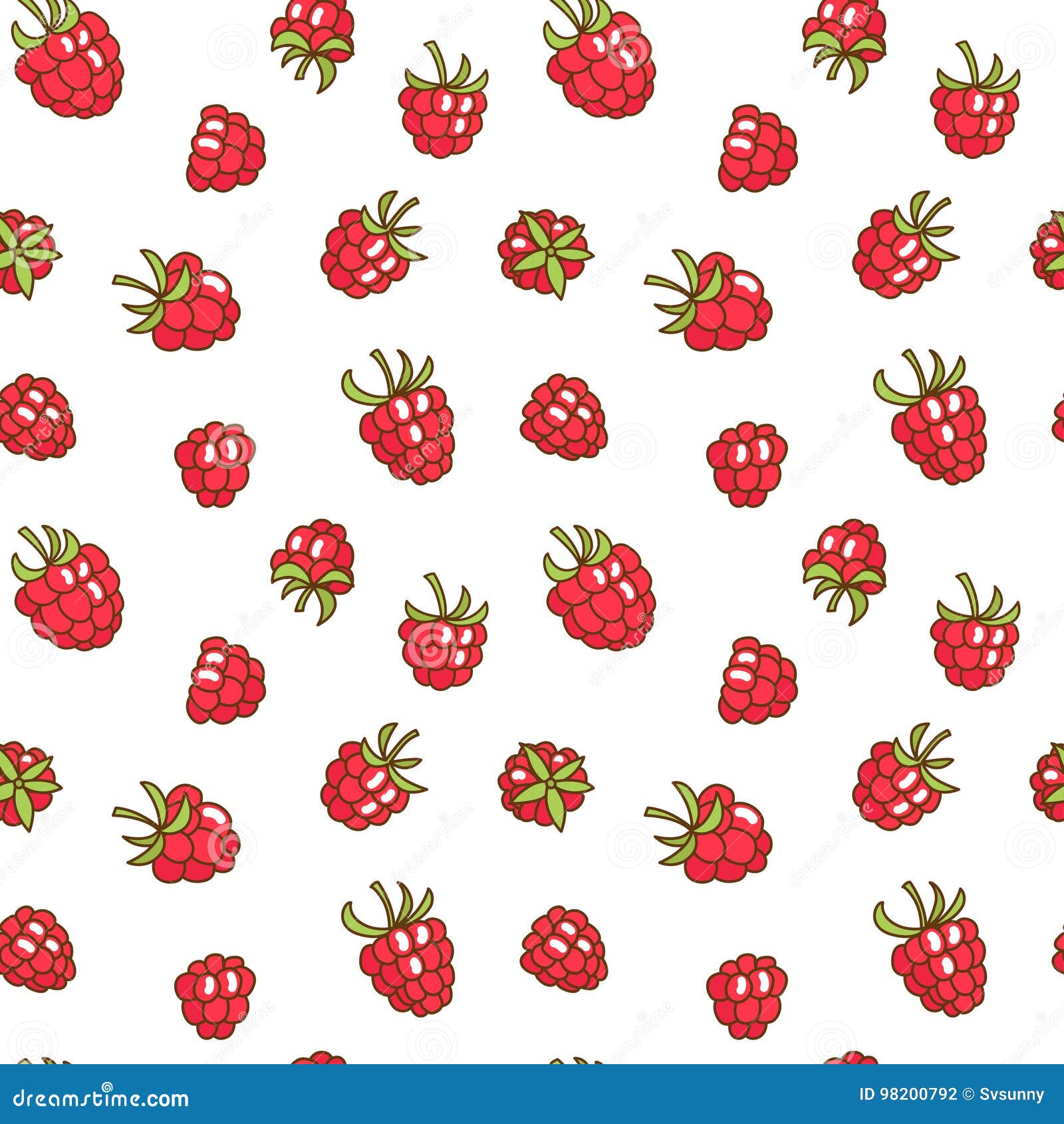 Berries Fruit Raspberry Seamless Pattern. Flat Style, Vector ...