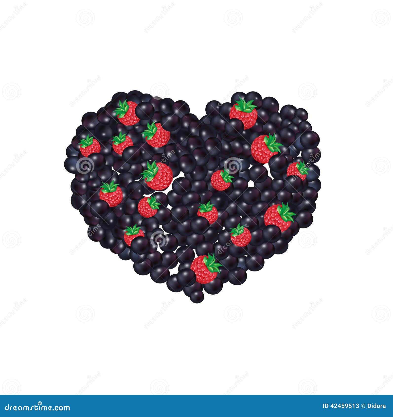 Berries Heart Shape Isolated on White Stock Vector - Illustration of ...