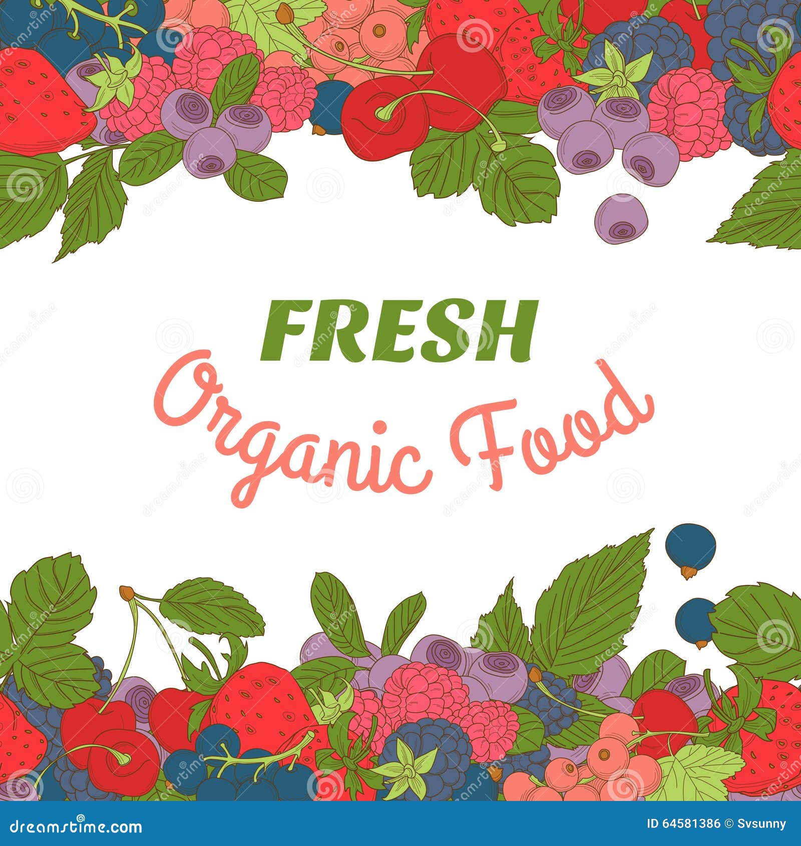 Berries Mix Seamless Border Frame of Cherry, Currant, Blueberry ...