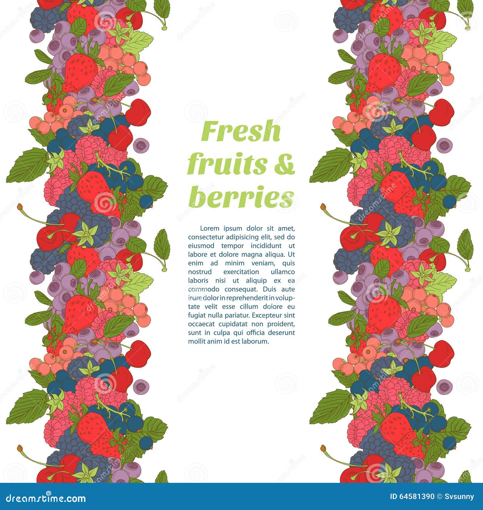 Berries Mix Seamless Border Frame of Cherry, Currant, Blueberry ...