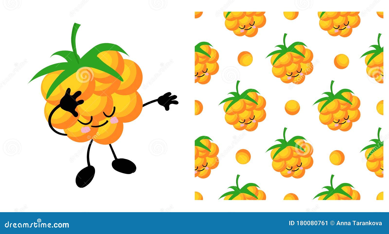 Ripe Cloudberry With Yellow Orange Berries On Blue Background,lines ...