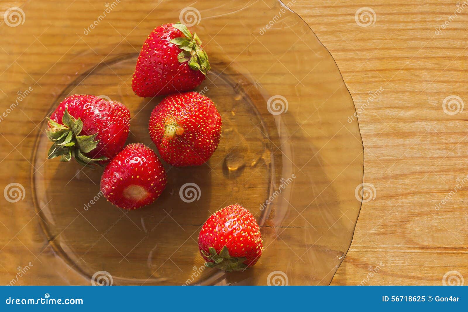 Berries Ripe Strawberries on a Plate on a Wooden Table Stock Image ...