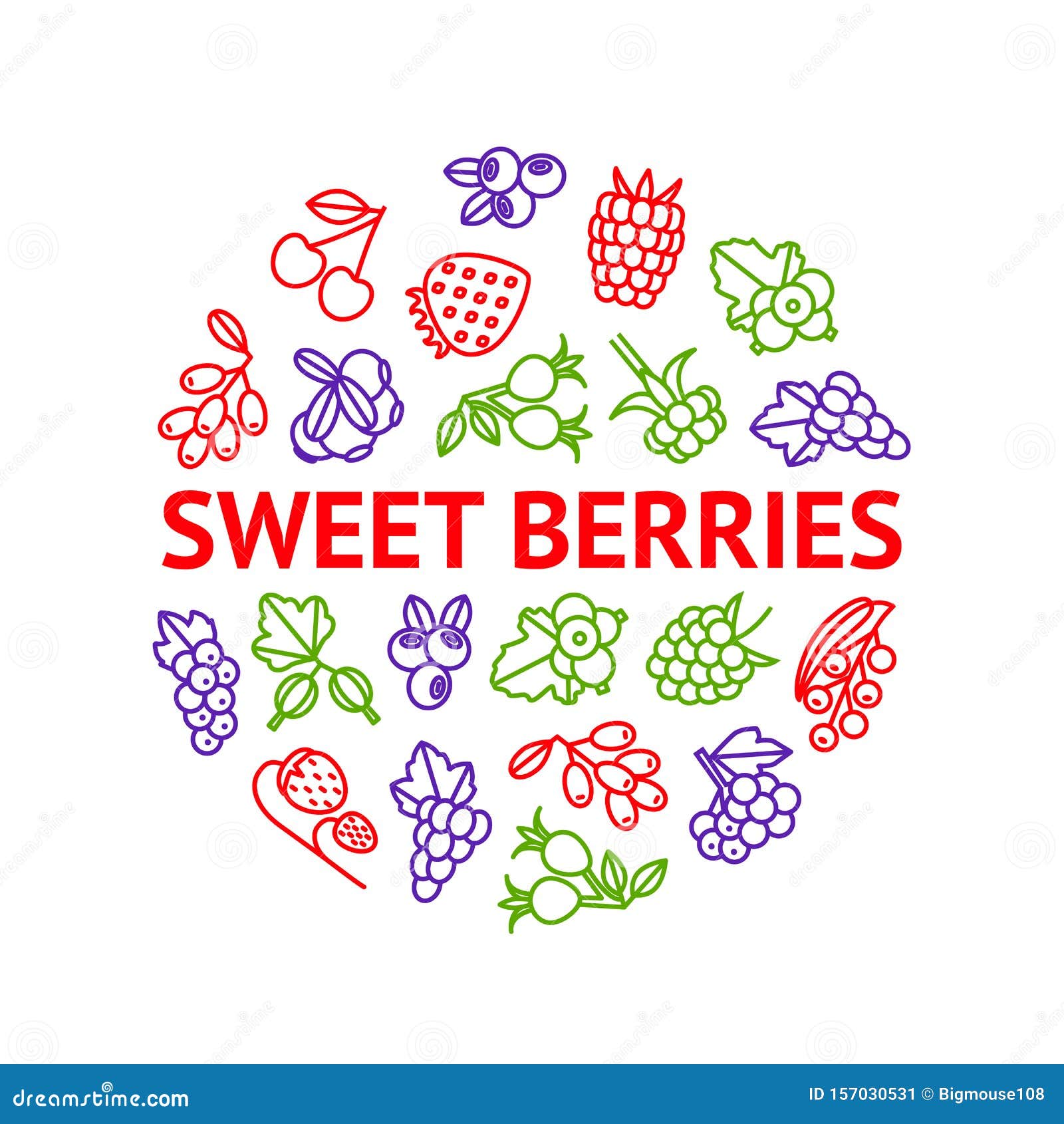 Berries Signs Thin Line Round Design Template Ad. Vector Stock Vector ...
