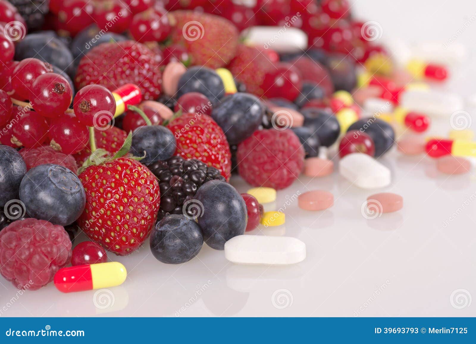 Berries, Vitamins and Nutritional Supplements Stock Image - Image of ...