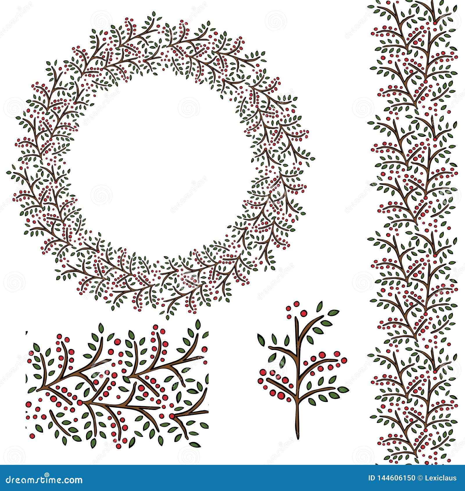 Berry Border Brush stock vector. Illustration of wrap - 144606150