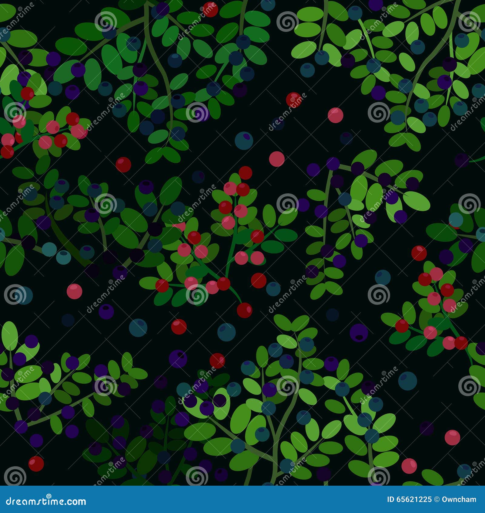 Berry Bushes Seamless Pattern Stock Vector - Illustration of food ...