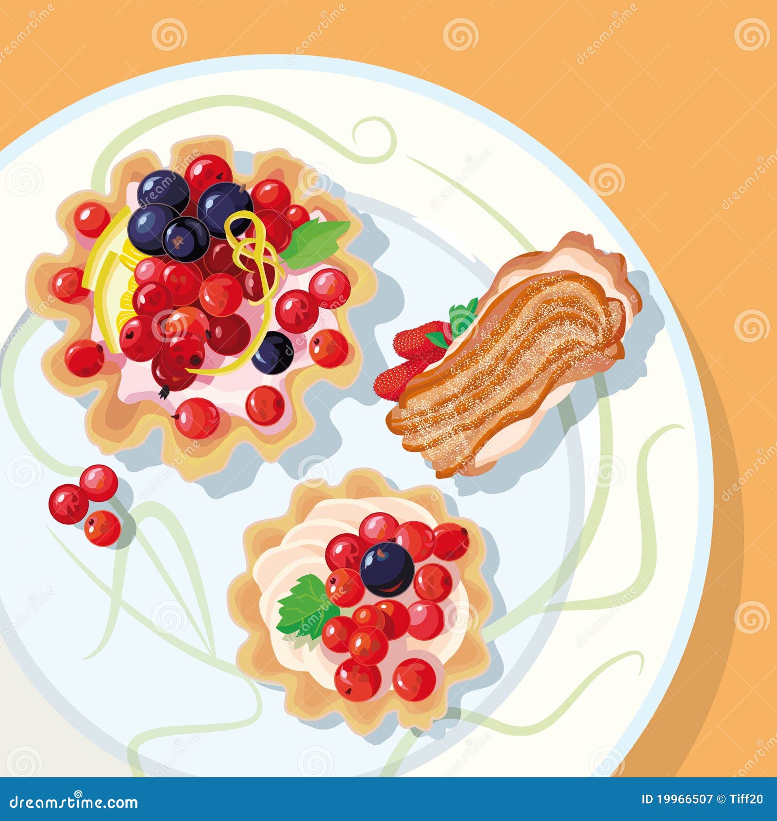 Berry cakes stock vector. Illustration of cream, food - 19966507
