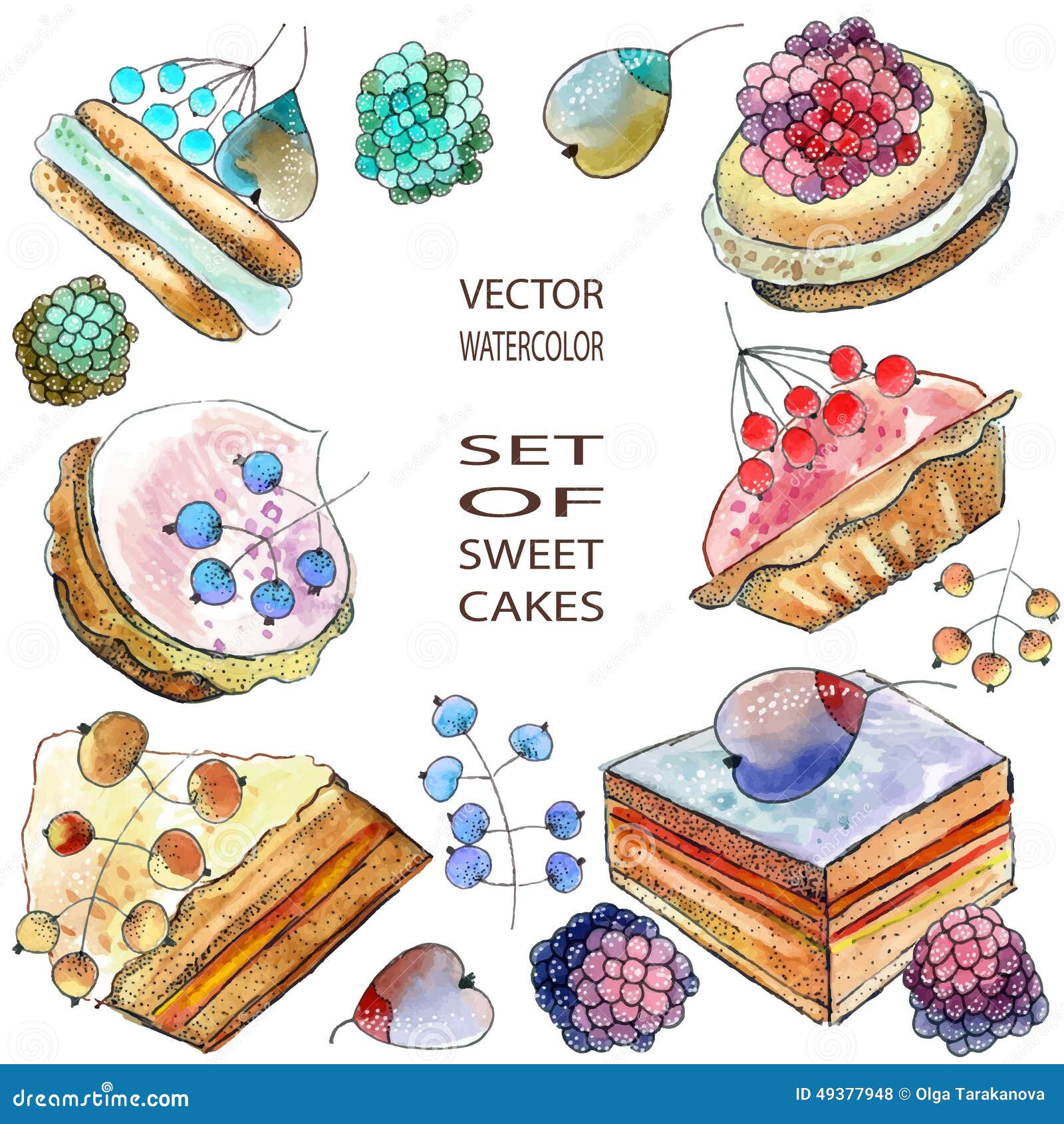 Berry cakes stock vector. Illustration of mountain, glaze - 49377948