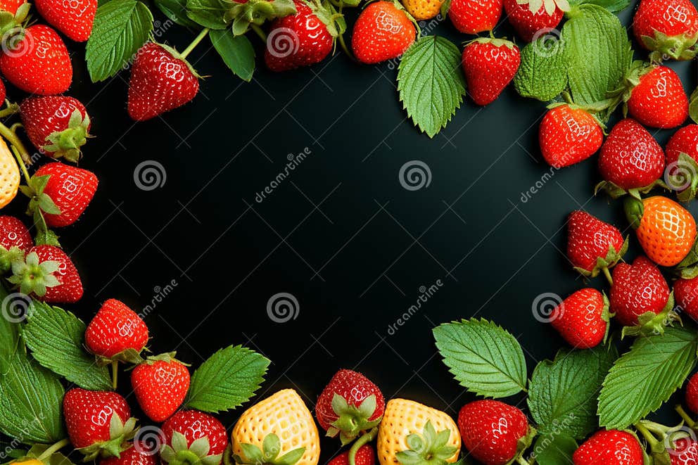 Berry Frame with Mint Leaves Stock Illustration - Illustration of ...
