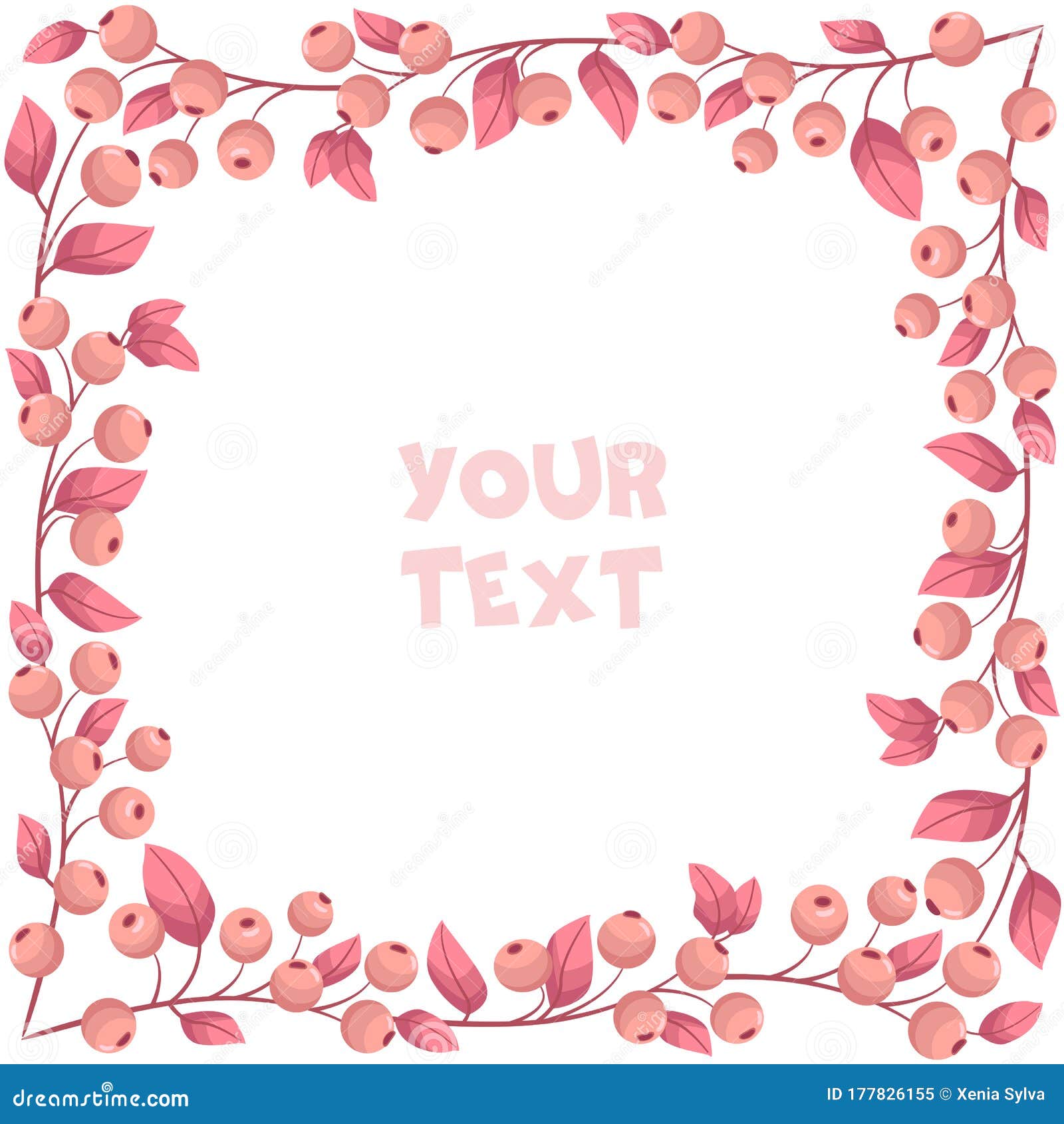 Berry Frame; Square Border with Pink Forest Berries. Stock Vector ...