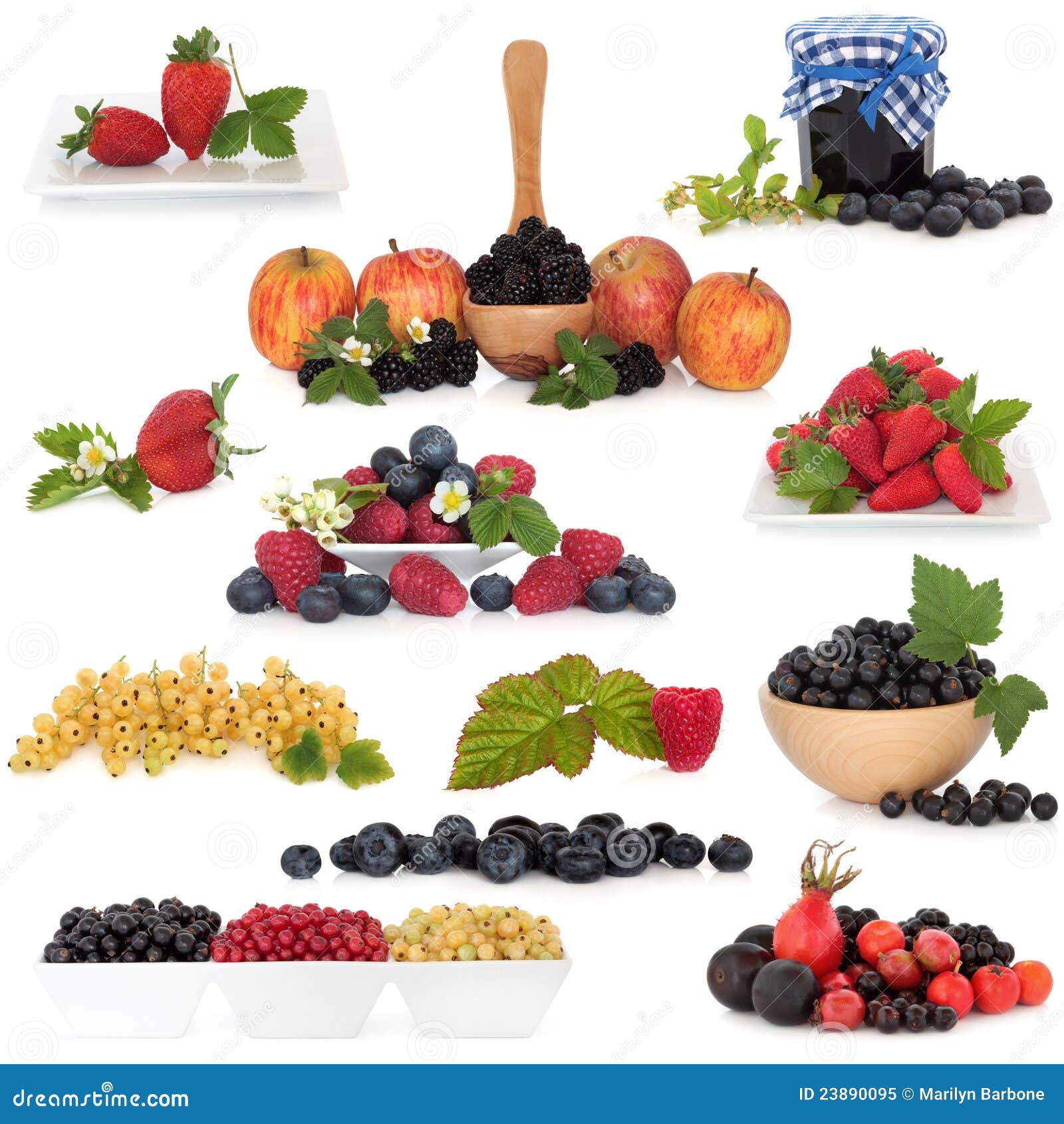 Berry Fruit And Cherry On The White Floor. Berry Is A Small Roundish ...