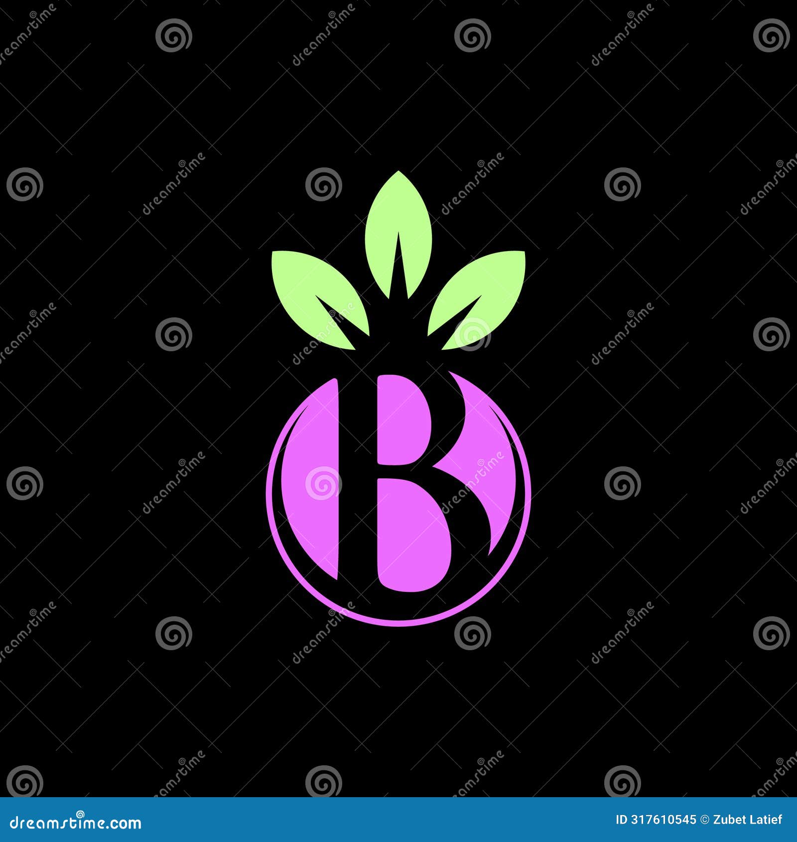 Berry Fruit with Letter B Simple Icon Design Template, Logo on Black ...