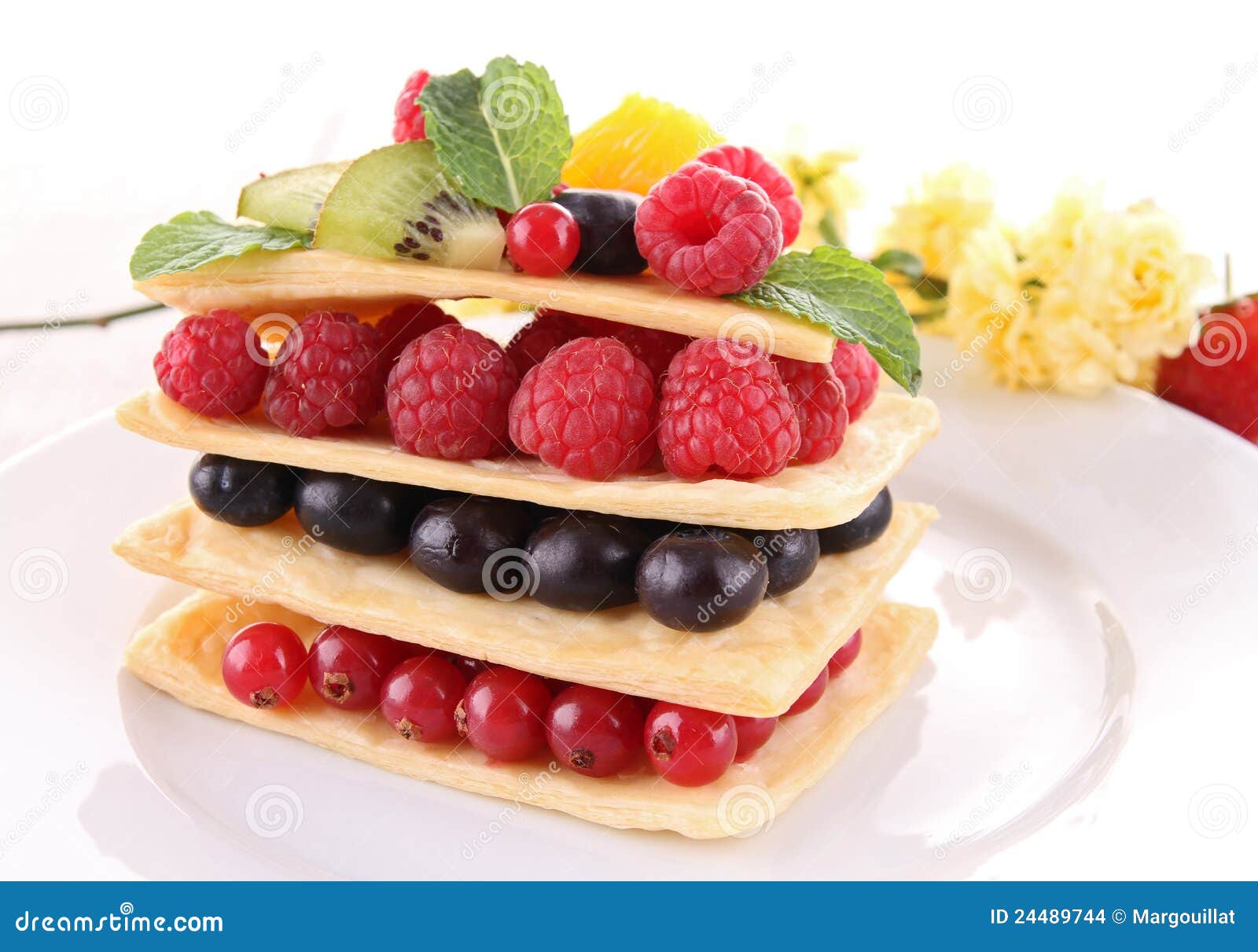 Berry fruit mille feuille stock photo. Image of wellness - 24489744