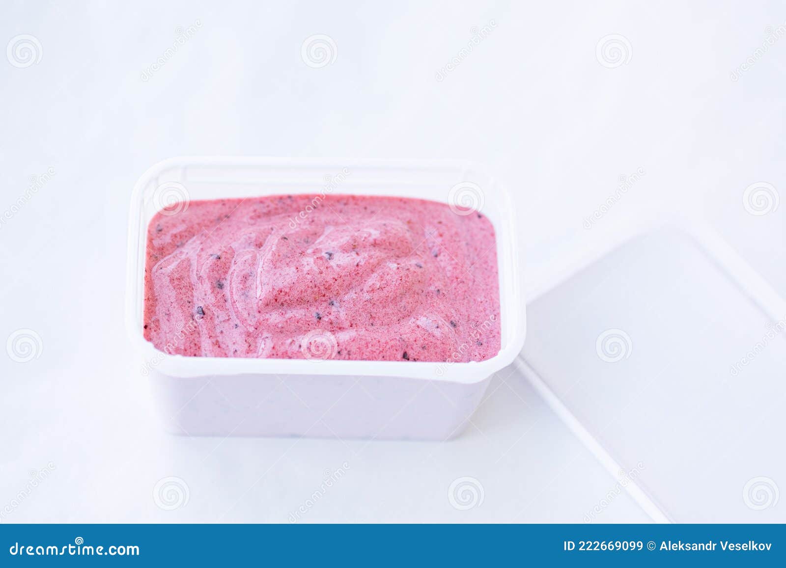 Berry Ice Cream Pink Color Cream Texture In A Rectangular White ...