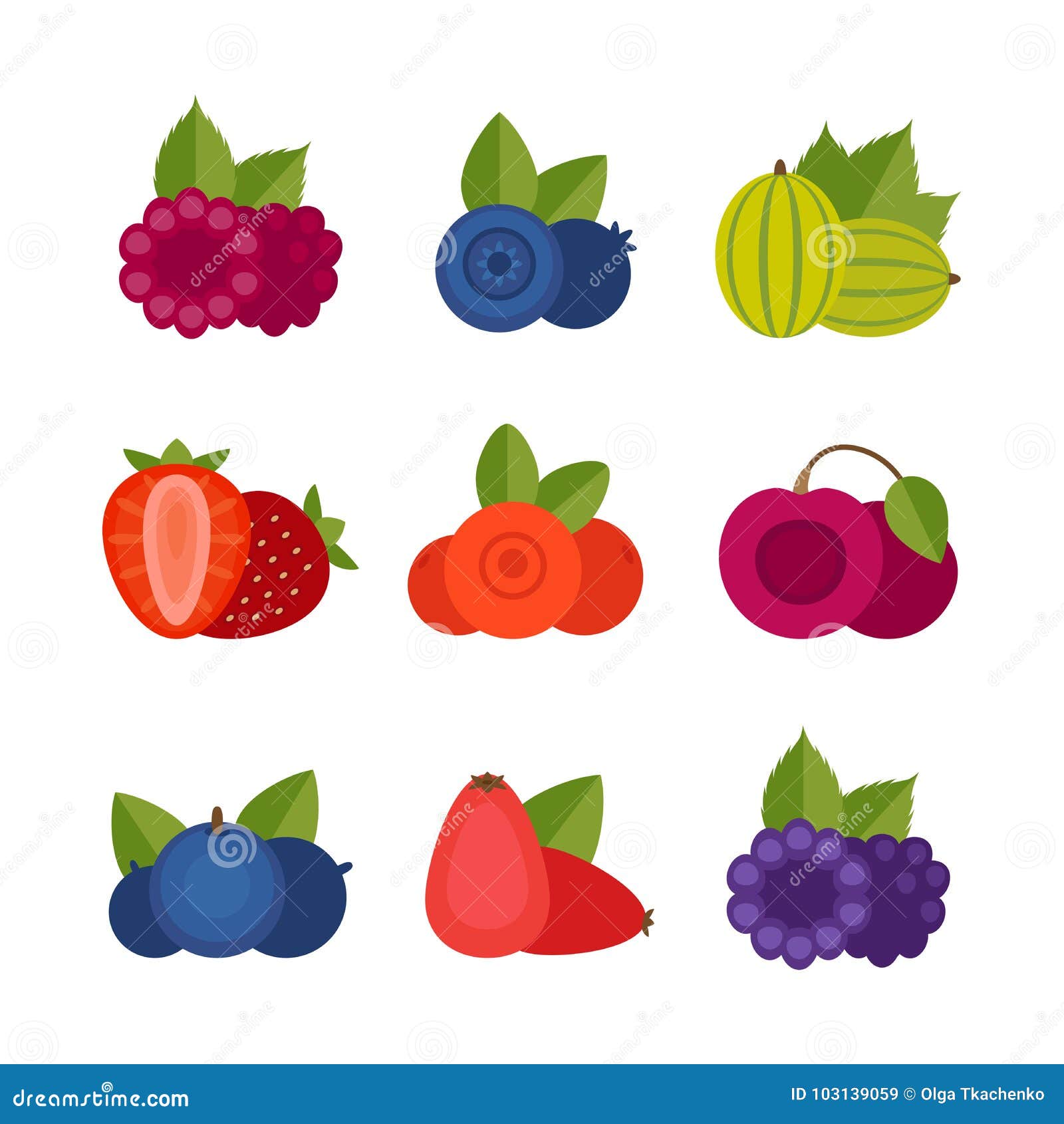 Berry Icon Set. Flat Style, Vector Illustration Stock Vector ...
