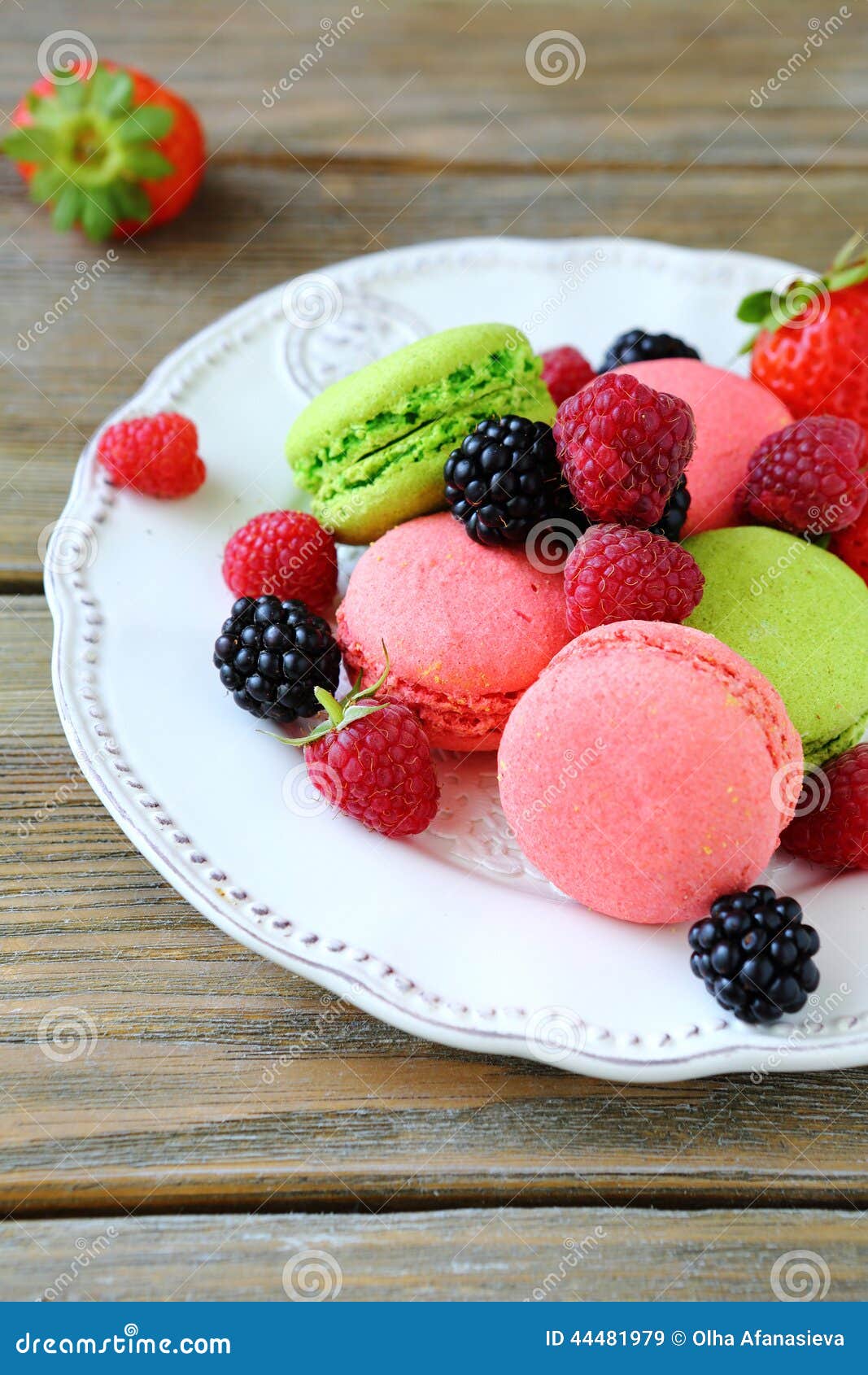 Berry macaroon on a plate stock image. Image of recipe - 44481979