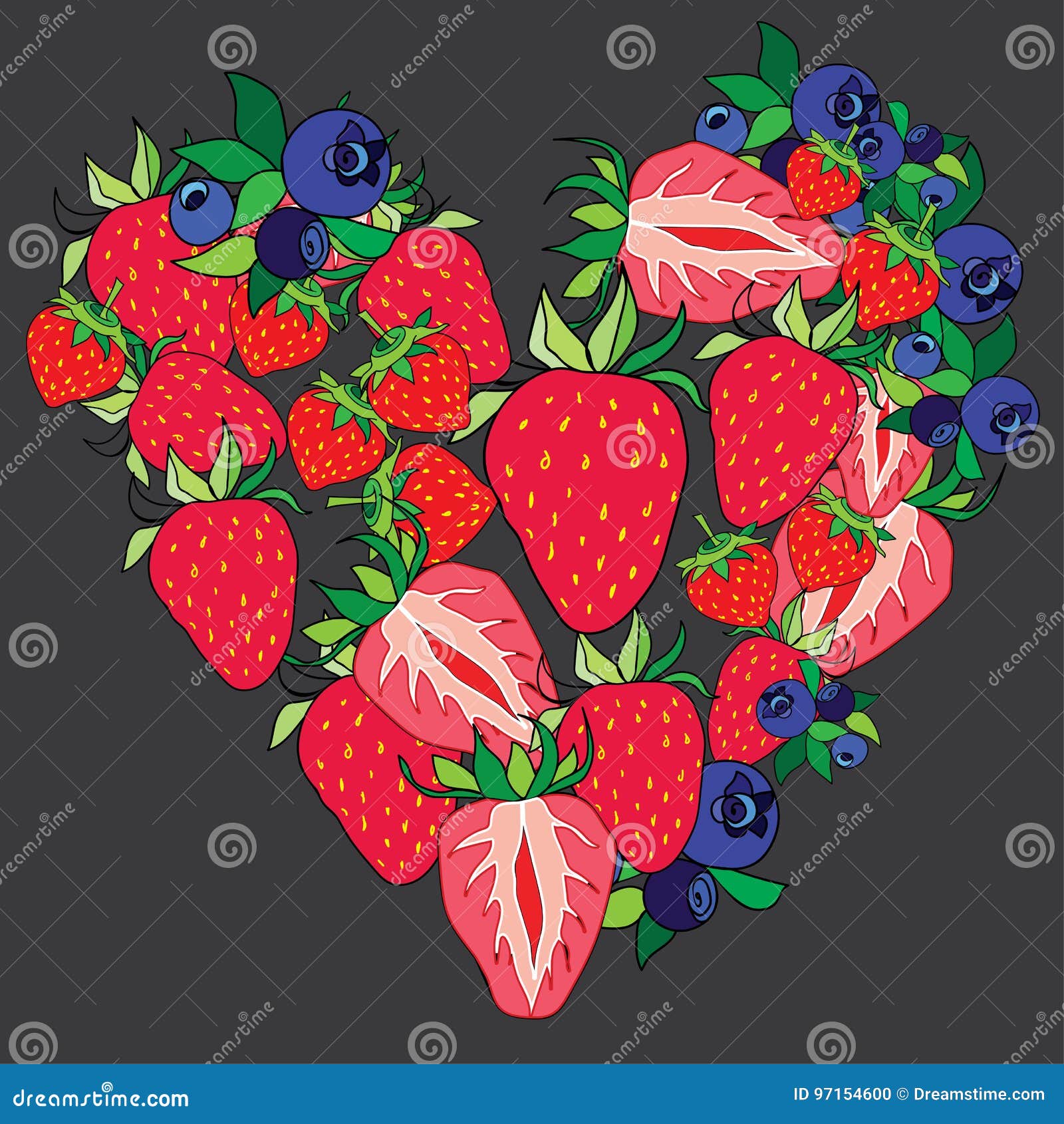 Berry mix stock vector. Illustration of strawberry, graphics - 97154600